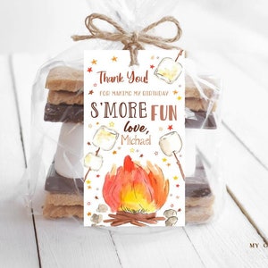 Smores Birthday Thank You Tags Template Favor Tags Printable - Etsy