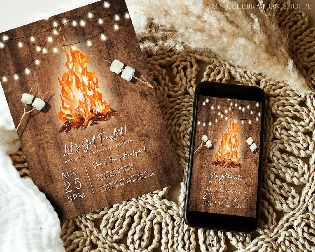 Fall Bonfire Invitation, Fall Harvest Party Invite, Backyard Bonfire ...
