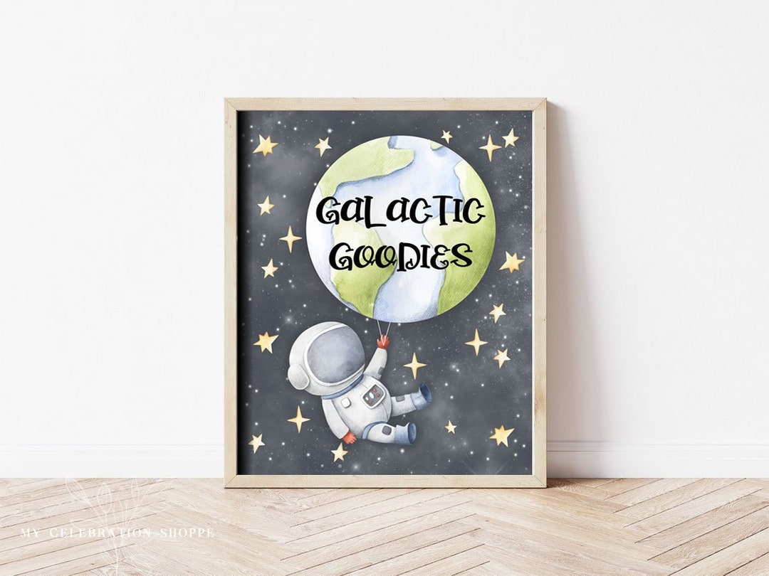 SALE Galactic Goodies Space Party Sign Gray Outer Space - Etsy