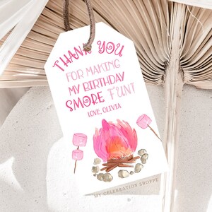 Minimalist Smores Birthday Thank You Tags Girls Favor Tags - Etsy