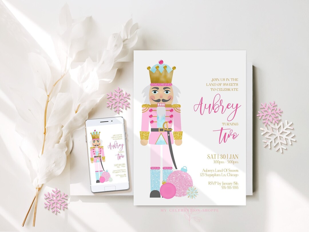 Editable Pink Nutcracker Birthday Invitation Girl Land of - Etsy