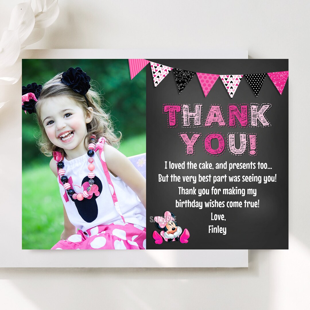 Minnie Mouse Thank You Card Template Printable Minnie Mouse Photo Thank ...