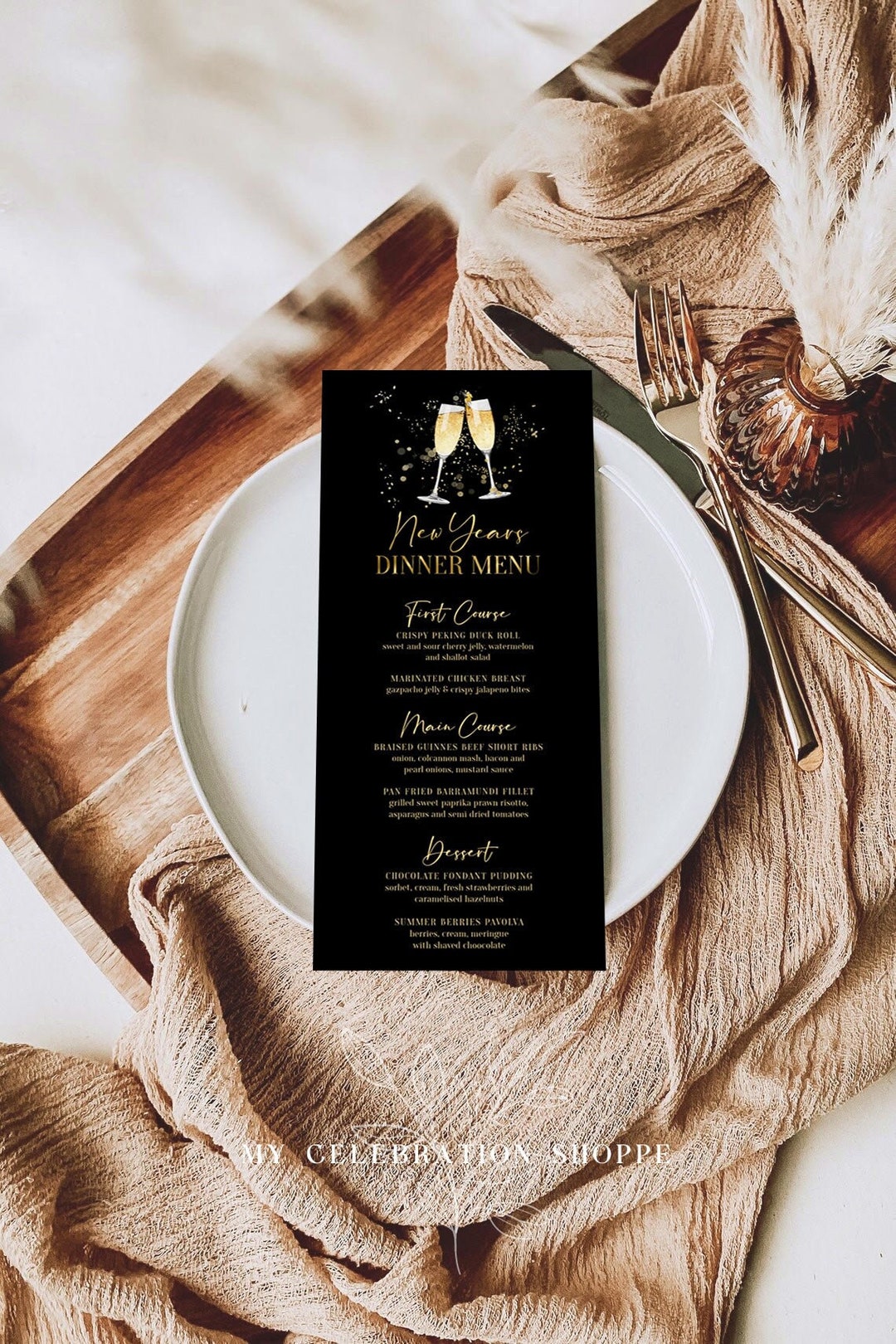 New Year's Eve Party Menu Template, 2023 New Years Party Menu, New Year ...