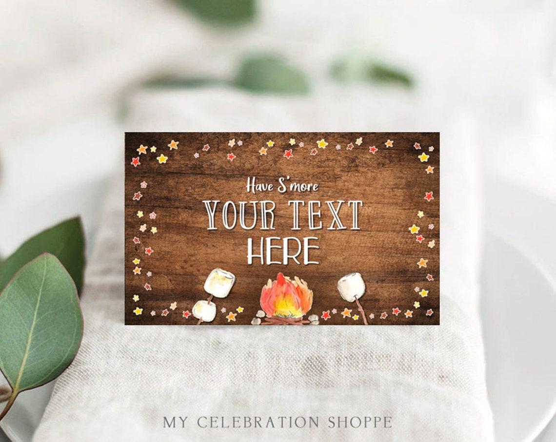 Rustic Smores Food Tents Template Editable Smores Table Tents - Etsy