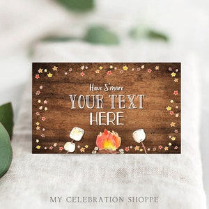 Rustic Smores Food Tents Template Editable Smores Table Tents - Etsy