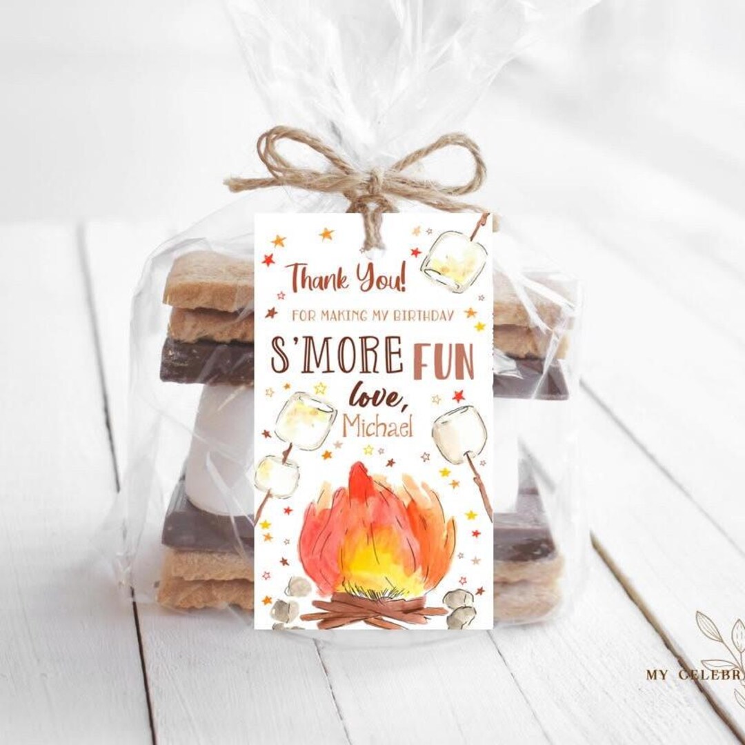 Smores Birthday Thank You Tags Template Favor Tags Printable Smore Fun ...