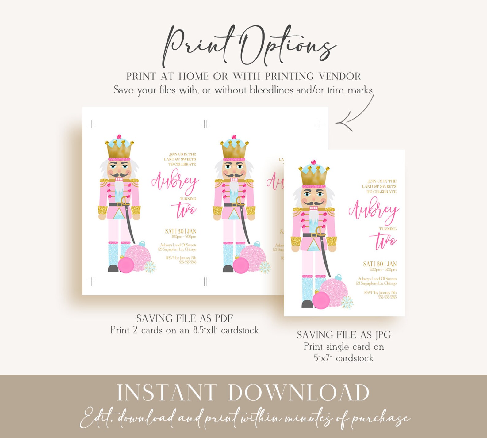 Editable Pink Nutcracker Birthday Invitation Girl Land of - Etsy