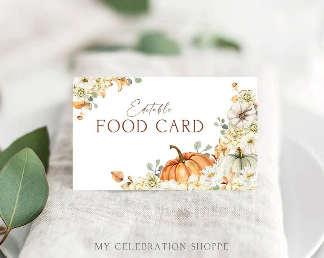 Editable Fall Food Tent Place Cards Template, Fall Food Tent Printable ...
