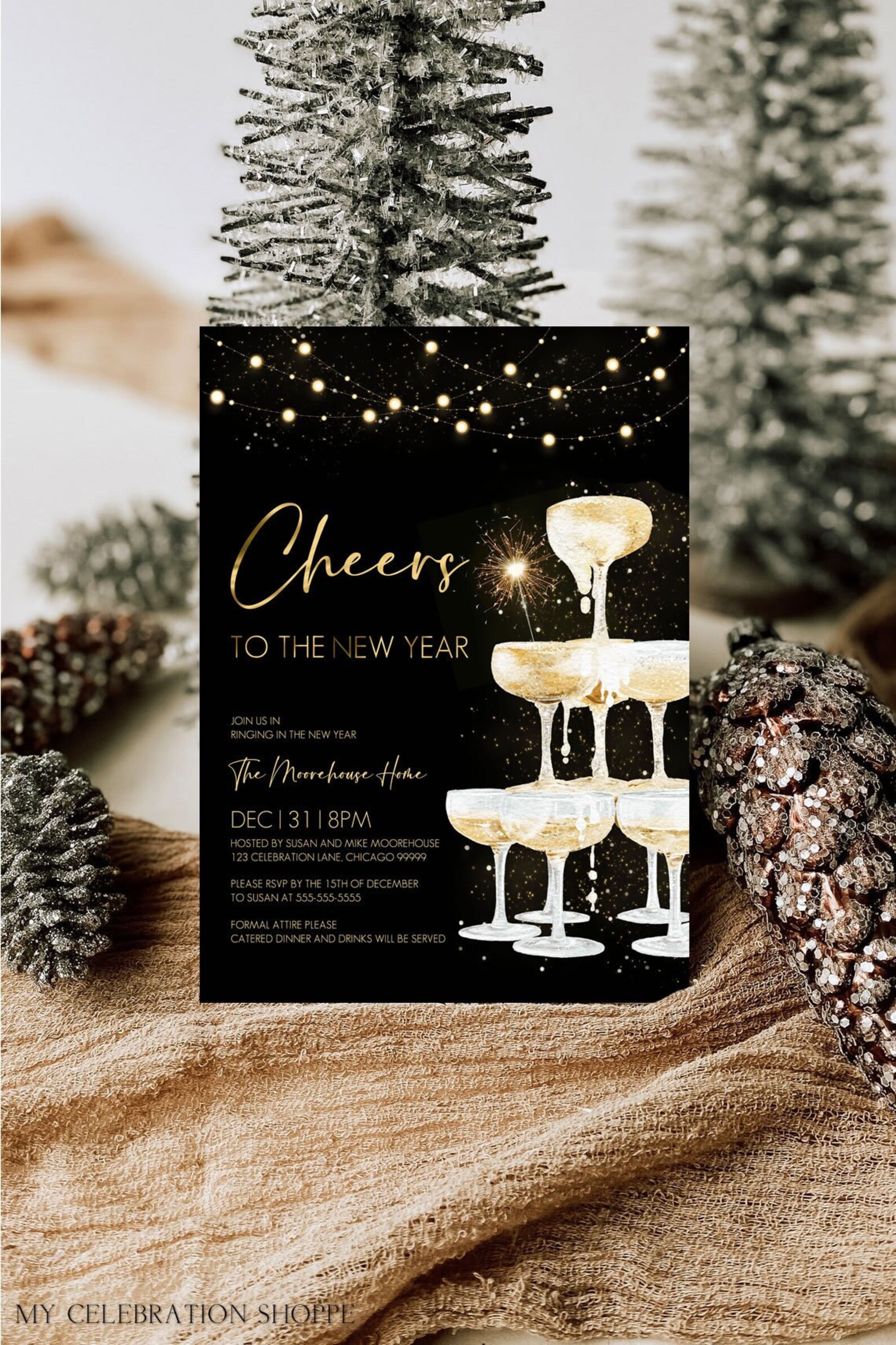 New Years Eve Party Invitation NYE Party Invitation Template - Etsy