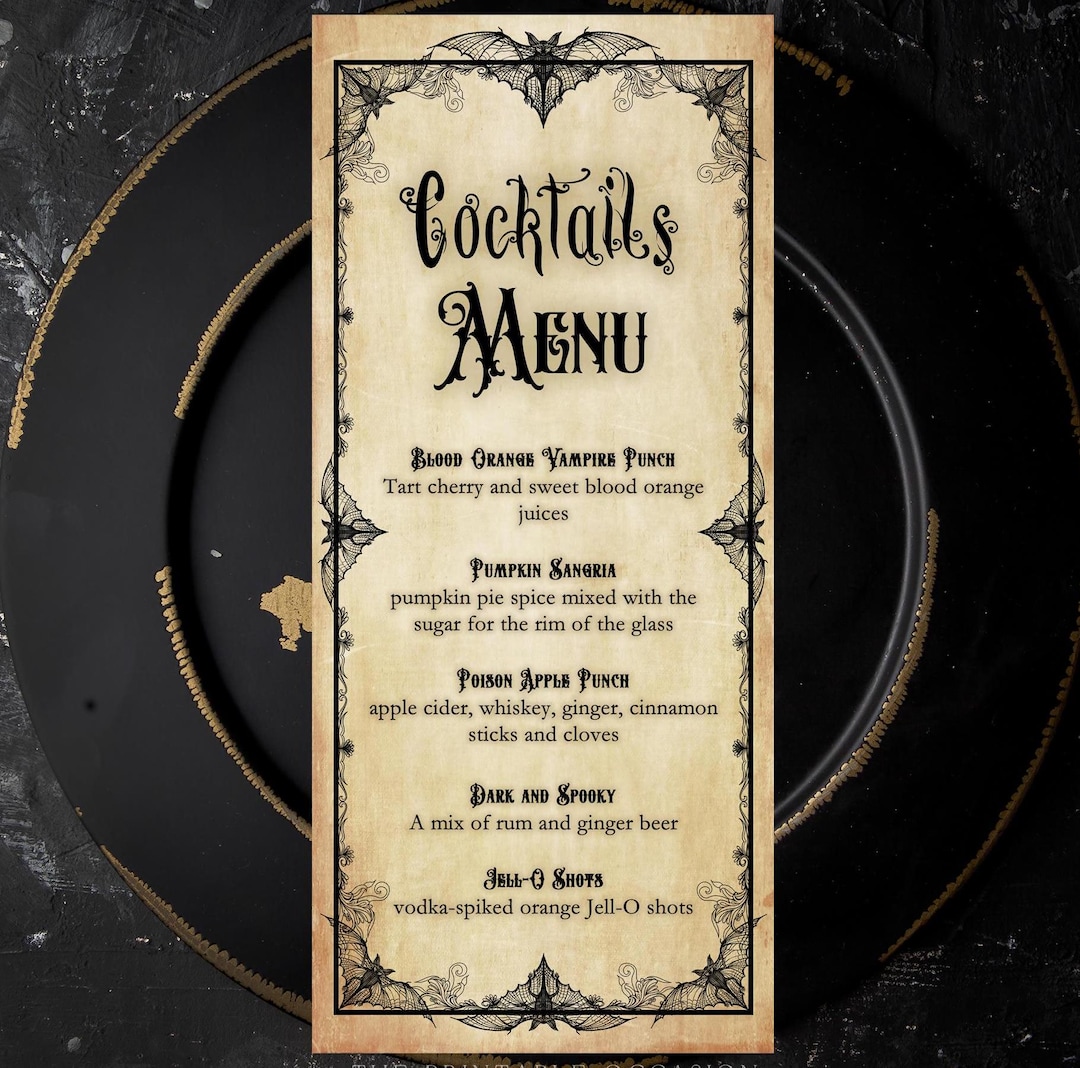 Editable Halloween Pick Your Poison Bar Menu Template Printable Sips ...