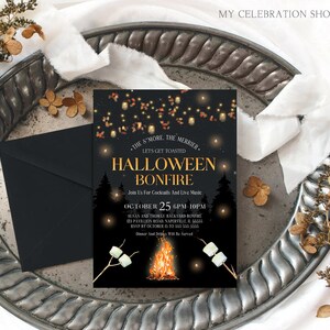 Editable Fall Harvest Bonfire Invitation, Pumpkin Carving Party ...