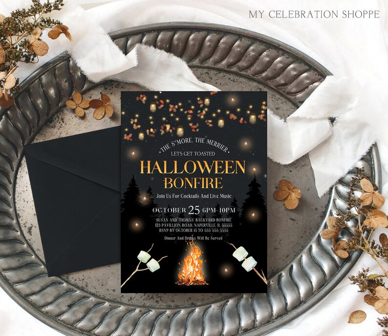 Editable Fall Harvest Bonfire Invitation Pumpkin Carving - Etsy