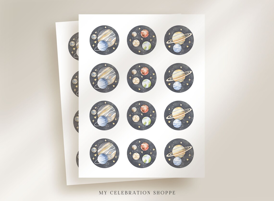 SALE Gray Outer Space Birthday Cupcake Toppers First Trip - Etsy