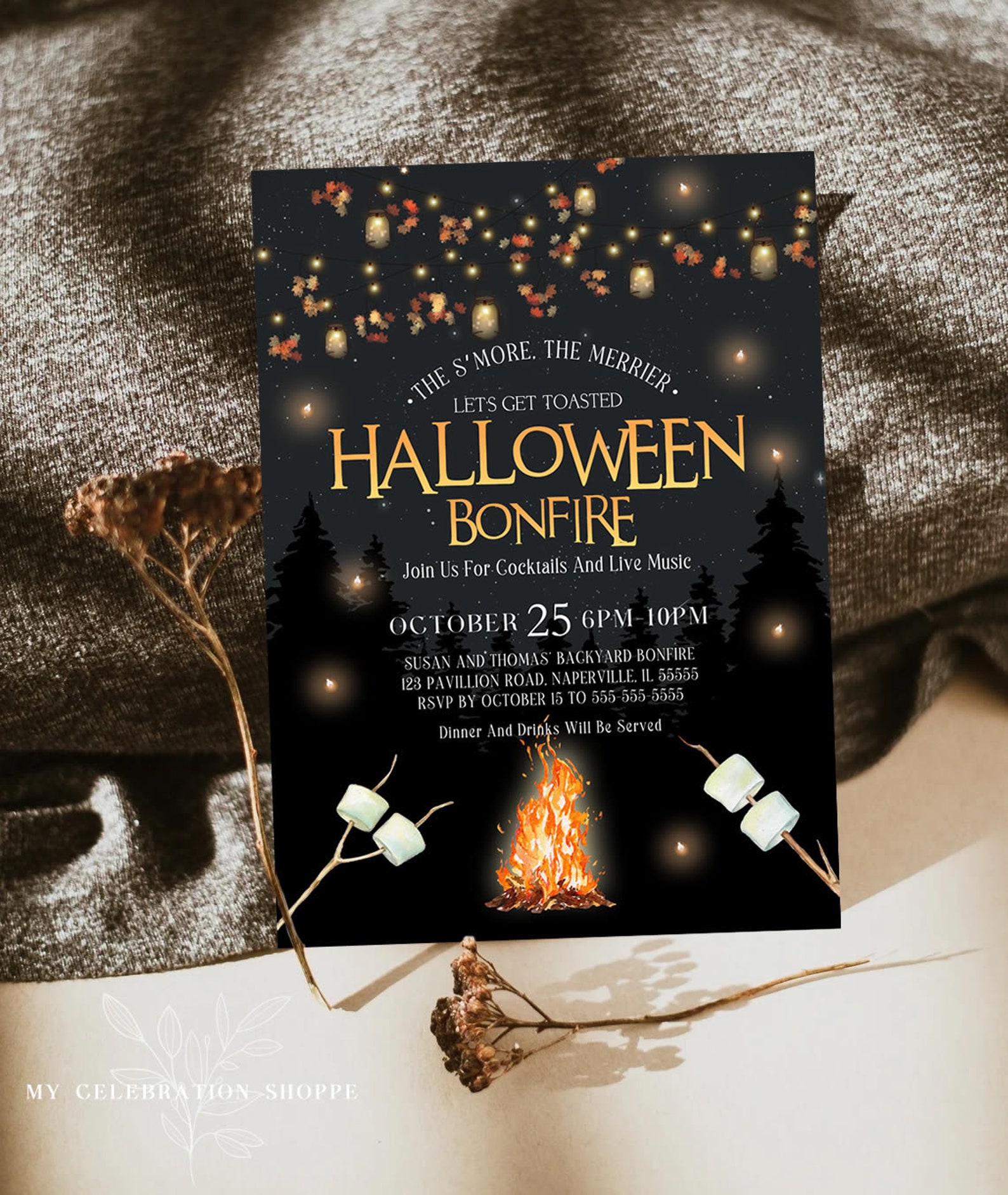 Editable Fall Harvest Bonfire Invitation Pumpkin Carving - Etsy