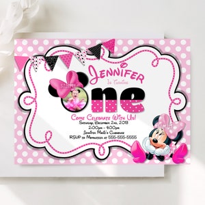 Minnie Mouse 1st Birthday Invitation Printable First Birthday Photo ...