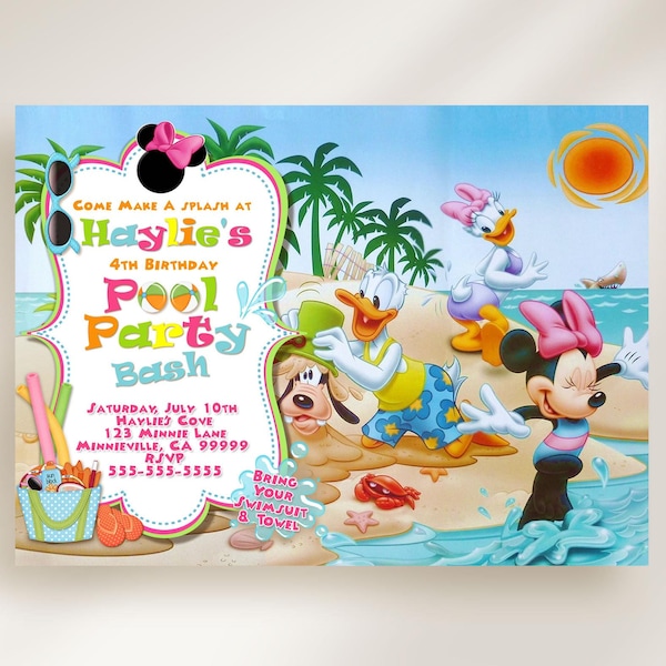 Minnie Swim Party Invitation - Etsy
