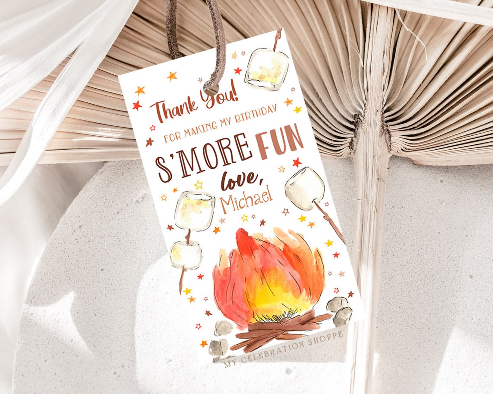 Smores Birthday Thank You Tags Template Favor Tags Printable - Etsy