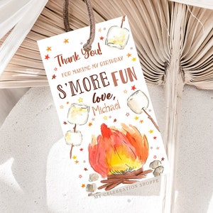 Smores Birthday Thank You Tags Template Favor Tags Printable - Etsy