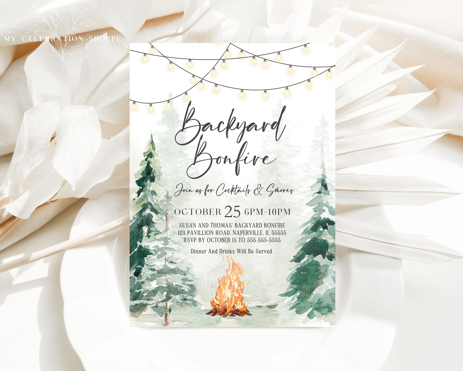 Fall Backyard Bonfire Invitation Template Printable Winter - Etsy