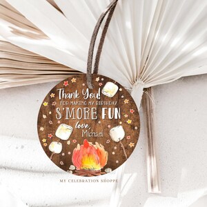 Round Smores Birthday Thank You Tags Templates Smores Favor Tags Smore ...