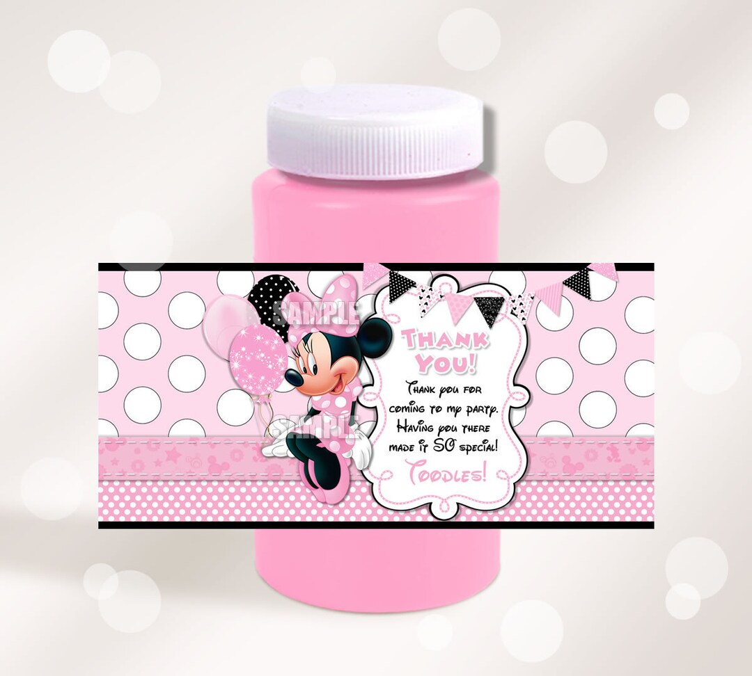 Minnie Mouse Bubbles Wrapper Light Pink Minnie Mouse Bubbles Label ...