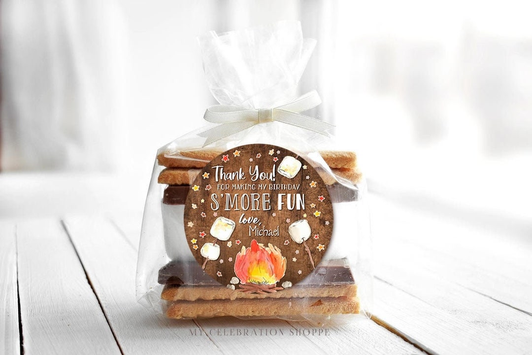 Round Smores Birthday Thank You Tags Templates Smores Favor Tags Smore ...