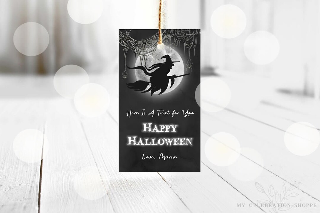 Personalized Halloween Gift Tag Template Editable Witch's - Etsy