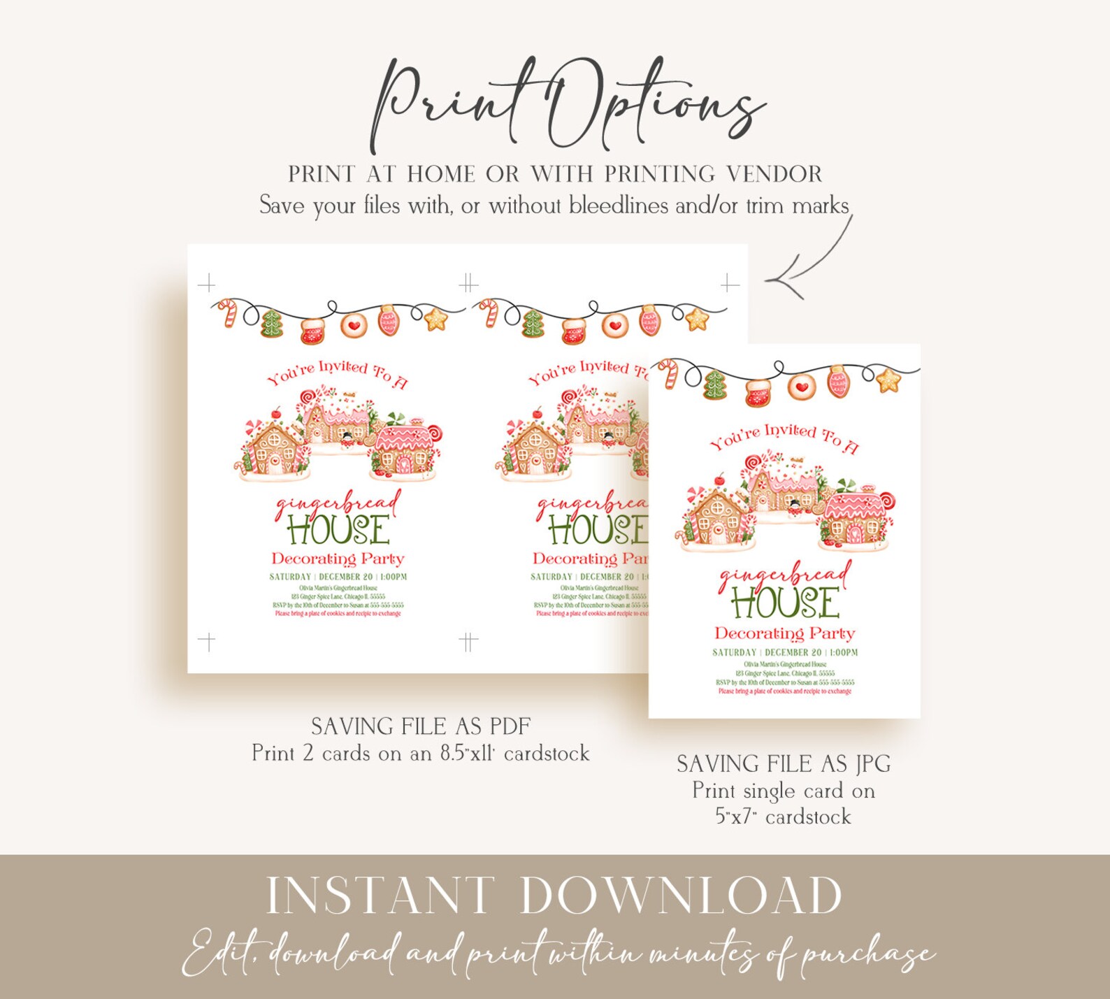 EDITABLE Gingerbread House Decorating Party Invitation Pink - Etsy