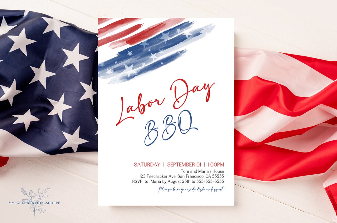 Labor Day BBQ Cookout Invitation Template Labor Day Party - Etsy