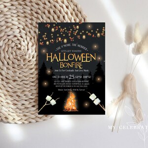 Editable Fall Harvest Bonfire Invitation, Pumpkin Carving Party ...