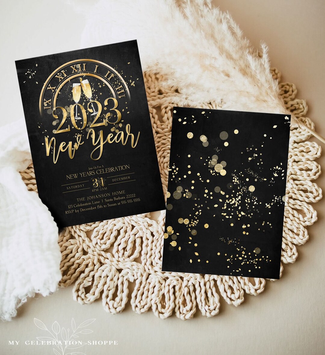 EDITABLE New Years Party Invitation, Cheers to the New Year, Printable ...