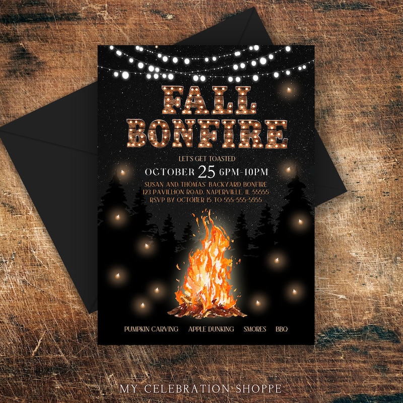 Bonfire Invitation - Etsy