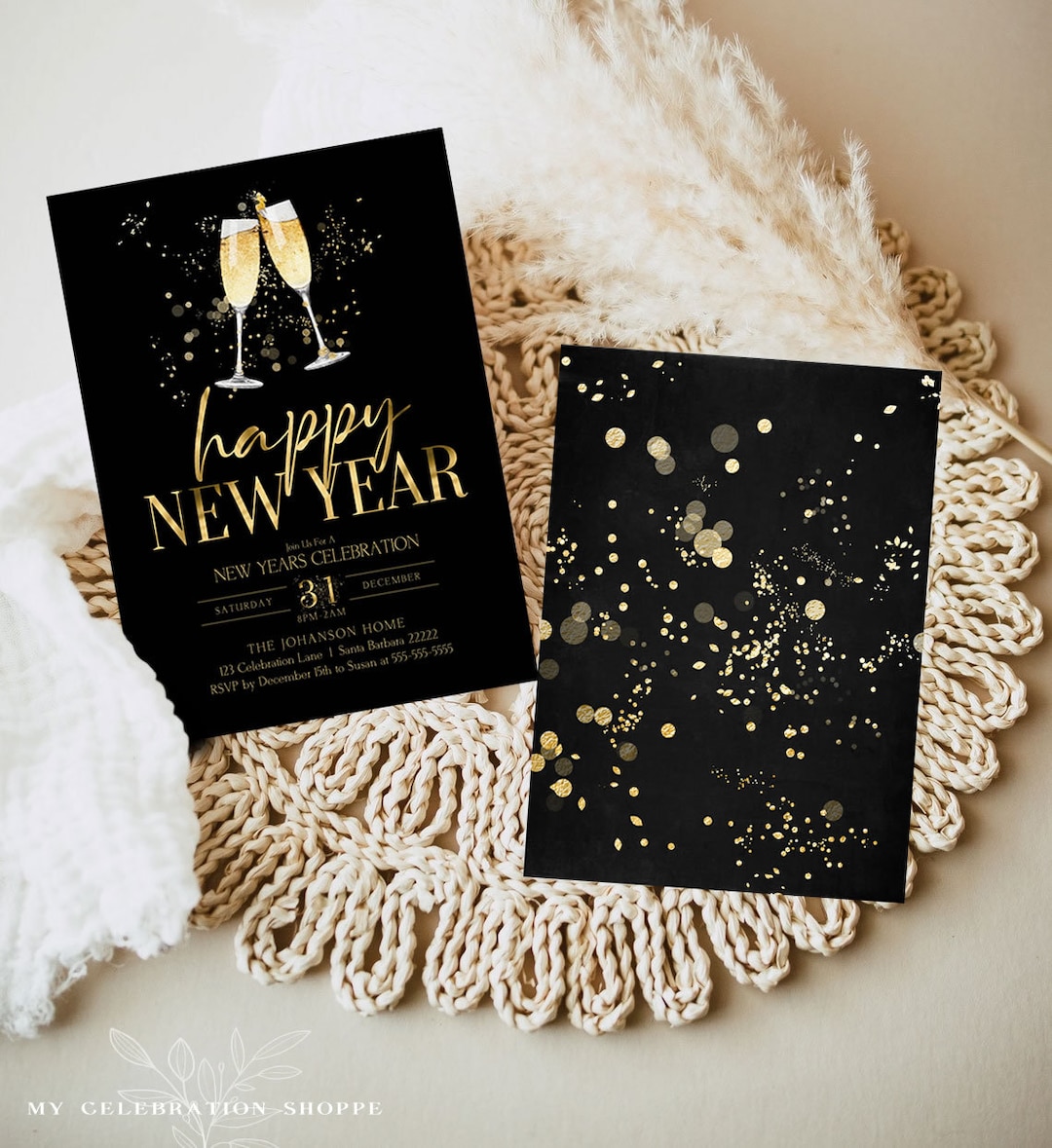 New Year's Eve Party Invitation, Digital Invite NYE Party, Instant ...