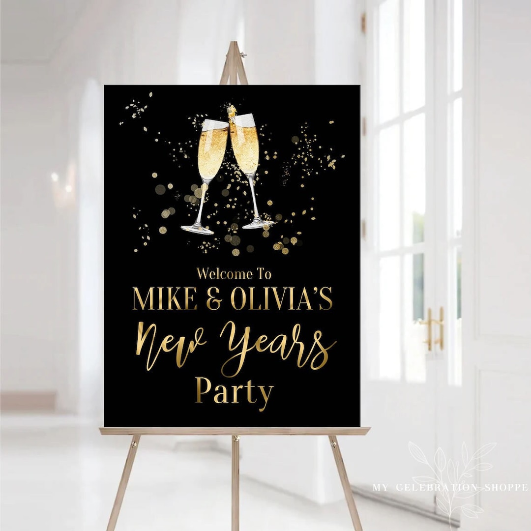 New Years Eve Party Welcome Sign Template, New Years Party Sign, New ...