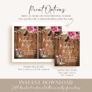 Rustic Backyard Party Invitation Template BBQ Party Invitation - Etsy