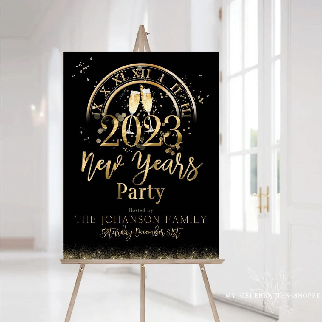 EDITABLE New Year's Party Welcome Sign Template, Happy New Year Sign ...