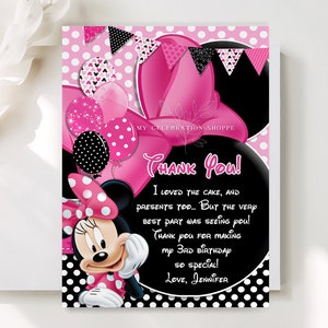 Minnie Mouse Thank You Card Template Printable Minnie Mouse Thank You ...