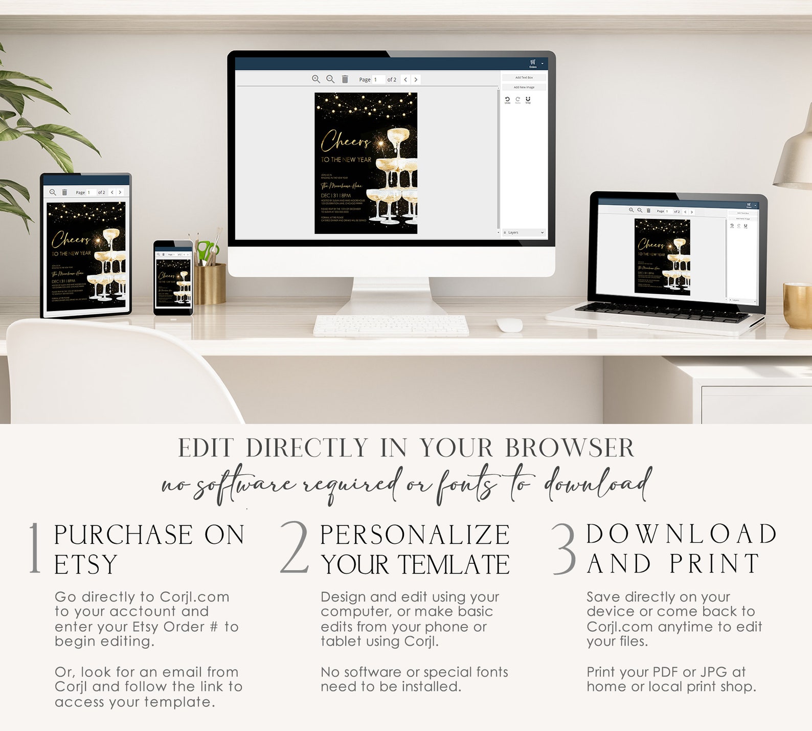 New Years Eve Party Invitation NYE Party Invitation Template - Etsy