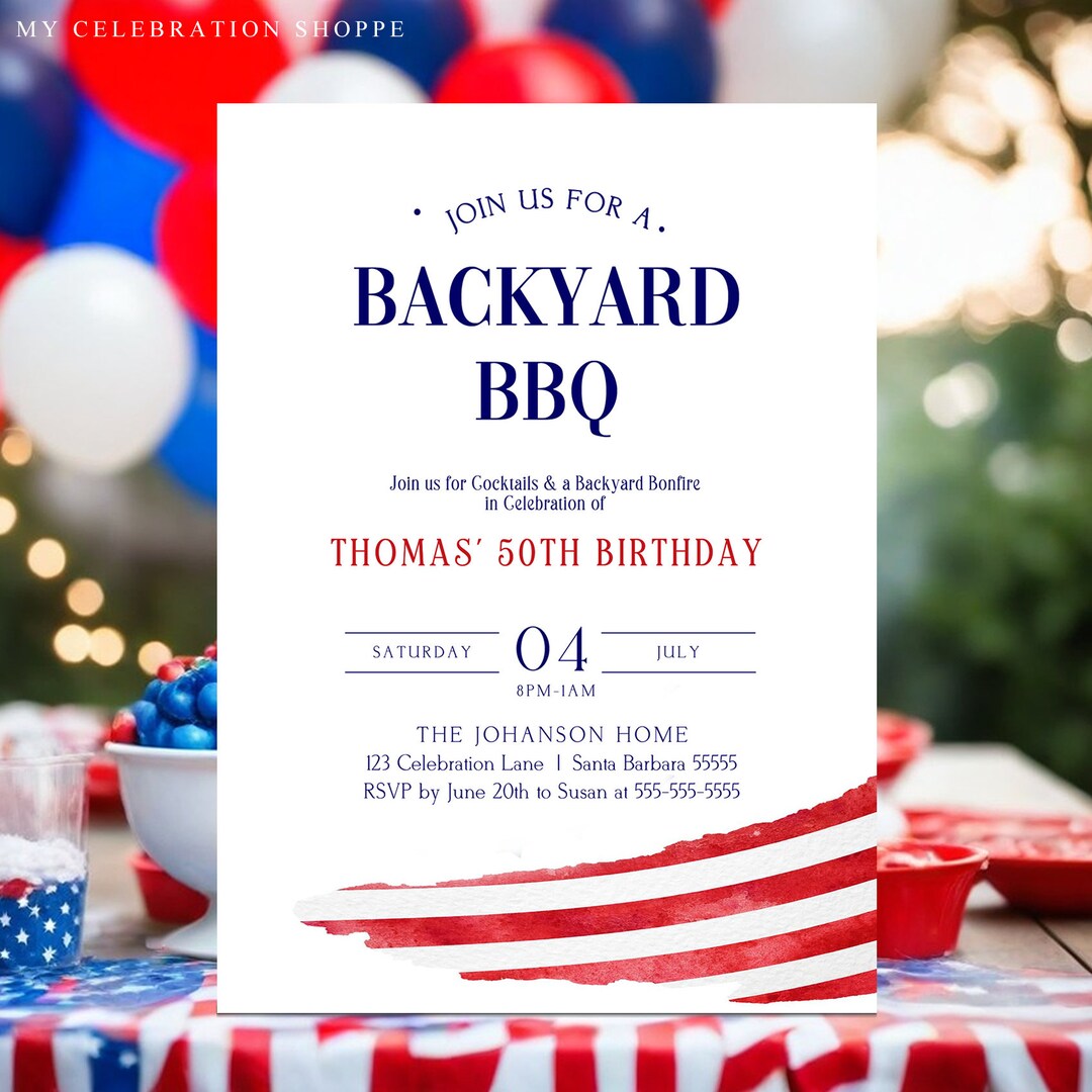 Fourth of July Party Invitation, Fourth of July Invitations, Fourth of ...