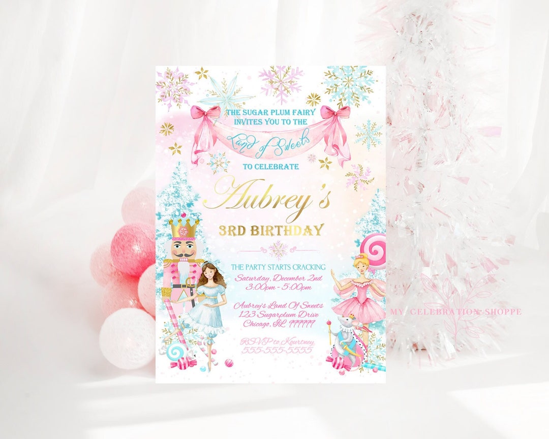 Girl's Nutcracker Birthday Invitation Ballet Christmas Birthday Invite ...