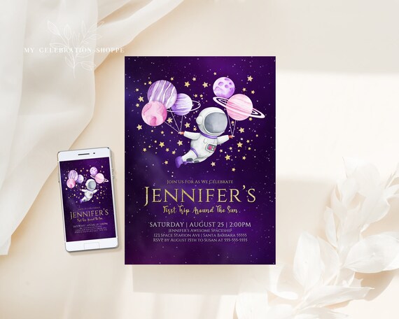 Girl's Space Invitation Birthday Template Printable - Etsy