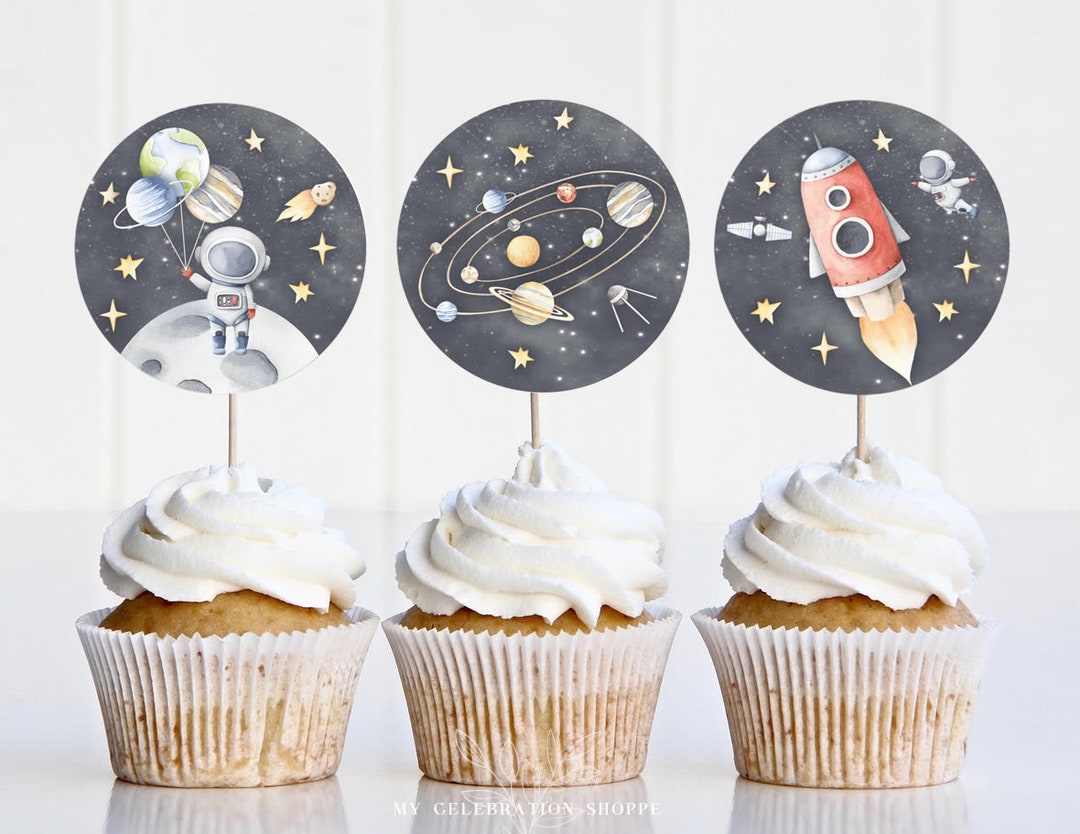 Gray Outer Space Birthday Cupcake Toppers Space Favor Tags - Etsy Gray Outer Space Birthday Cupcake Toppers Space Favor Tags - Etsy