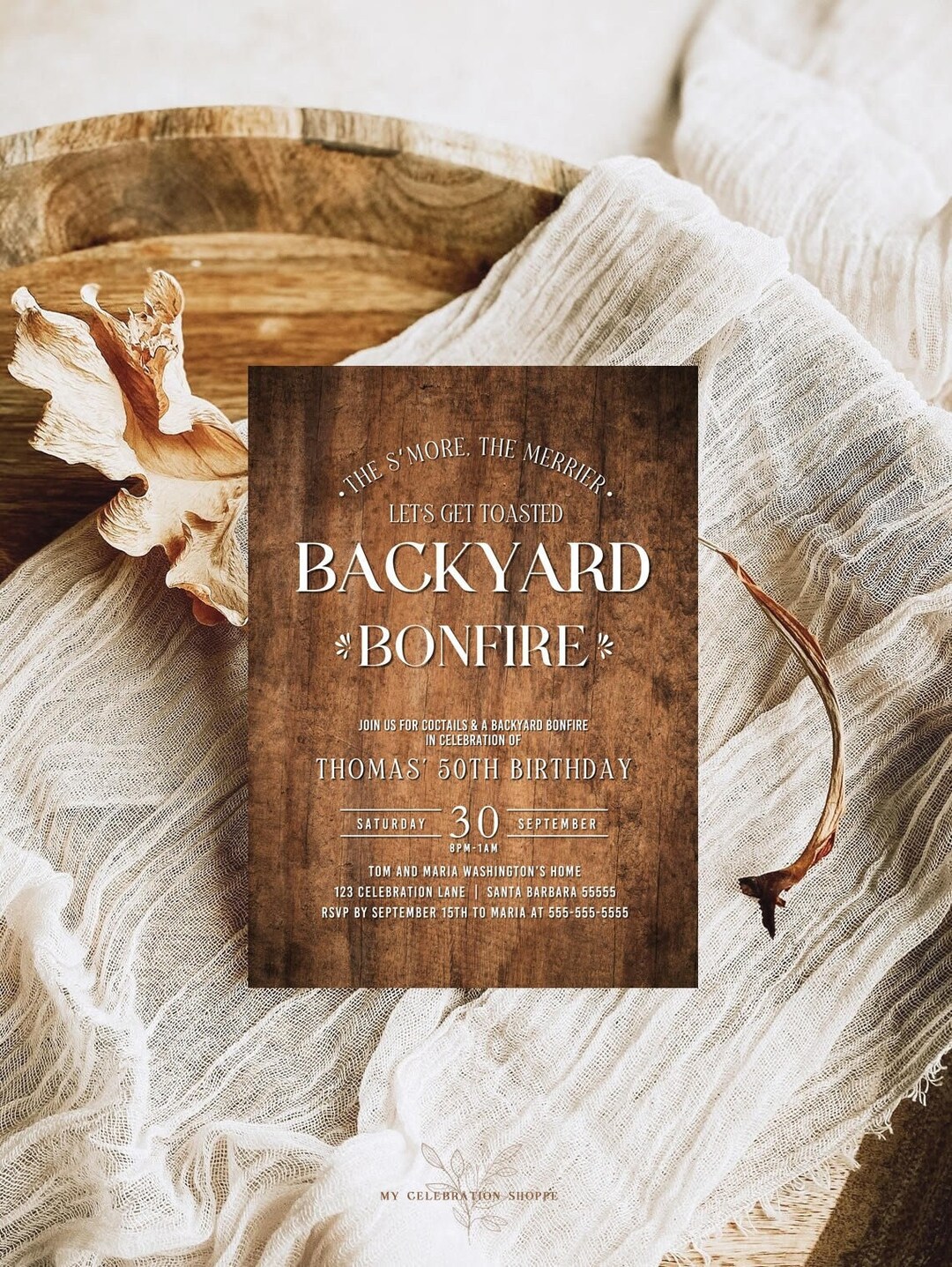 Rustic Bonfire Party Invitation Template Birthday Party Invitation ...