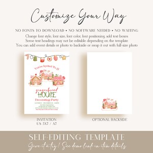 EDITABLE Gingerbread House Decorating Party Invitation, Pink ...