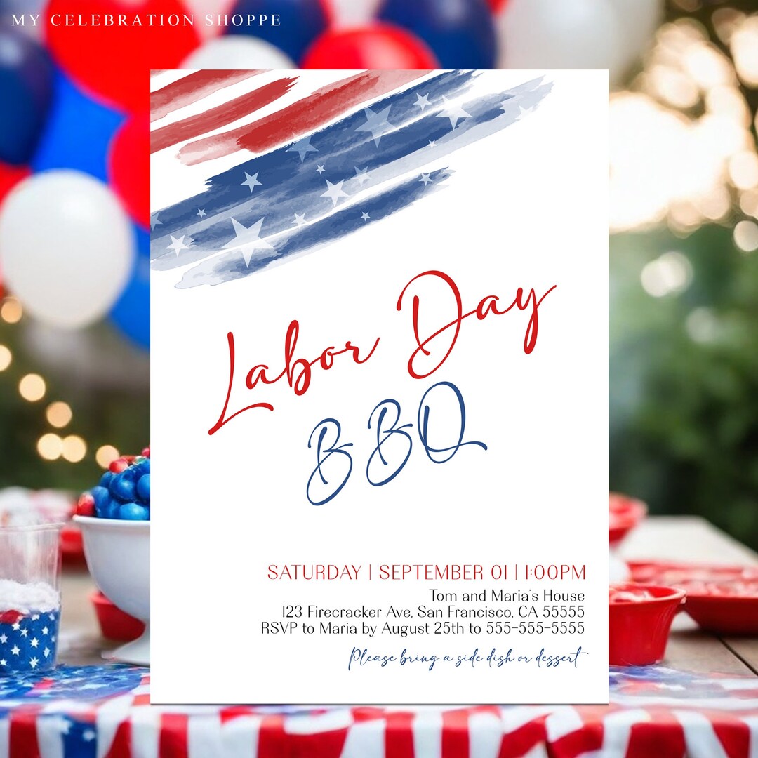 Labor Day BBQ Cookout Invitation Template Labor Day Party Labor Day ...