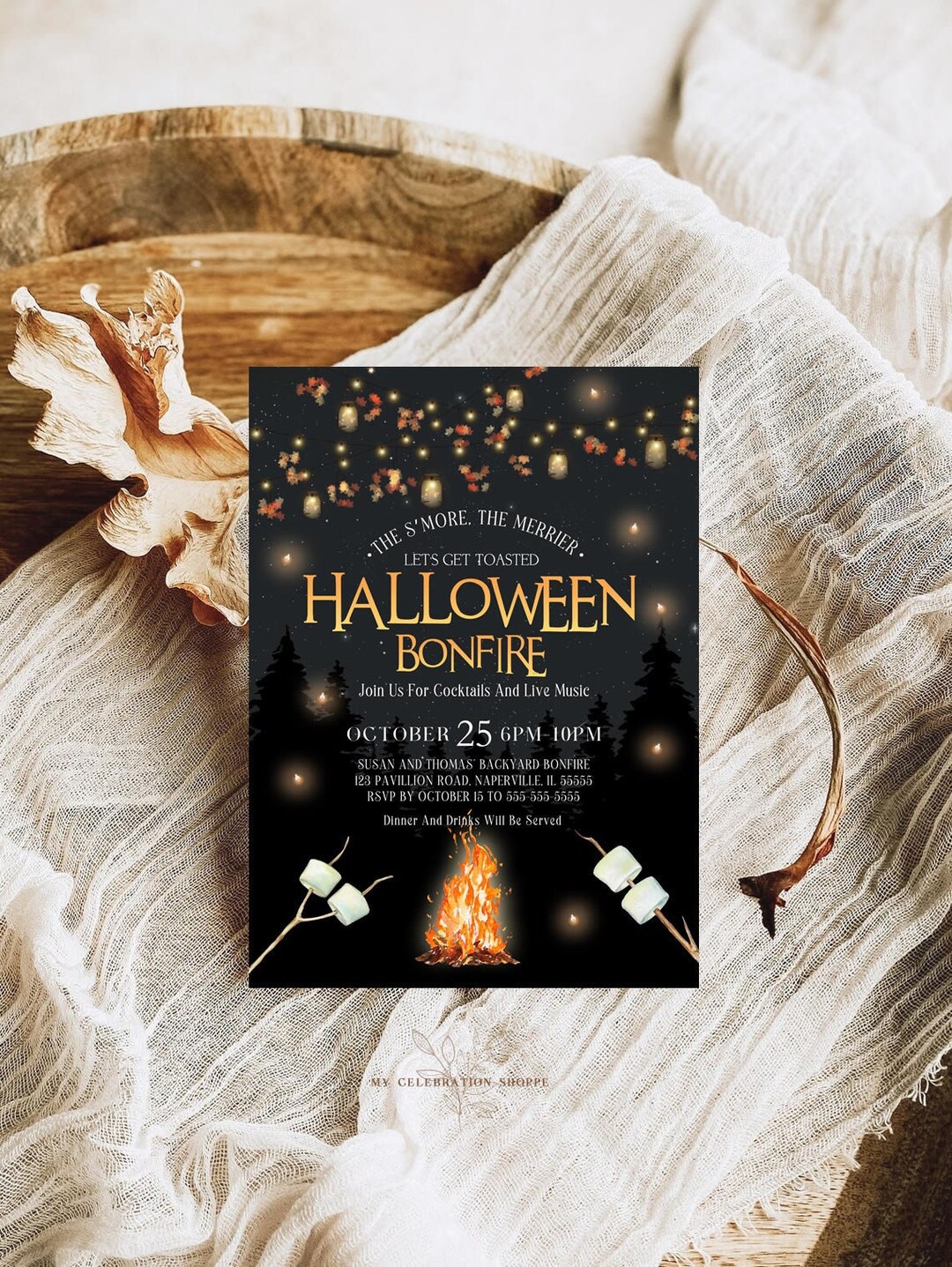 Editable Fall Harvest Bonfire Invitation, Pumpkin Carving Party ...