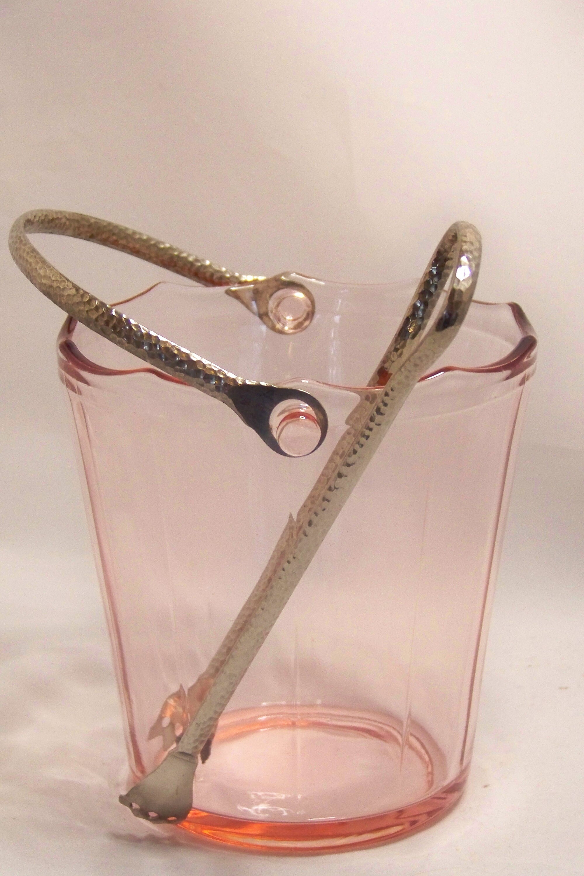 Decagon Pink, Depression Glass, CAMBRIDGE Glass Company Ice Bucket With ...