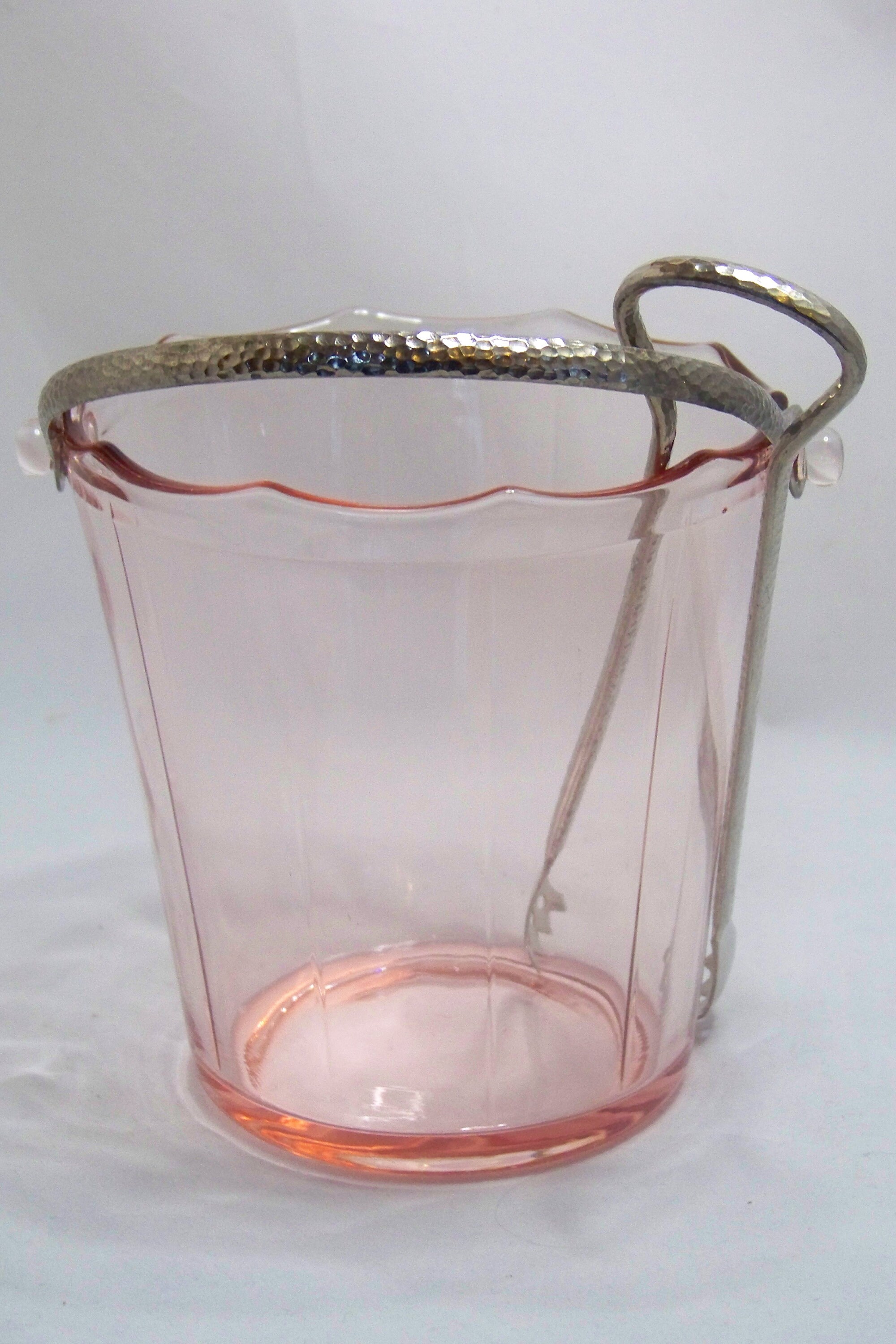 Decagon Pink, Depression Glass, CAMBRIDGE Glass Company Ice Bucket With ...