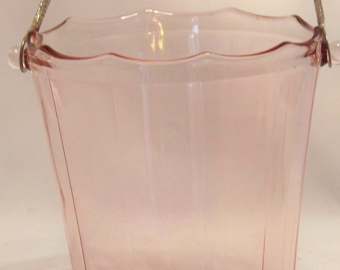 Decagon Pink, Depression Glass, CAMBRIDGE Glass Company Ice Bucket With ...