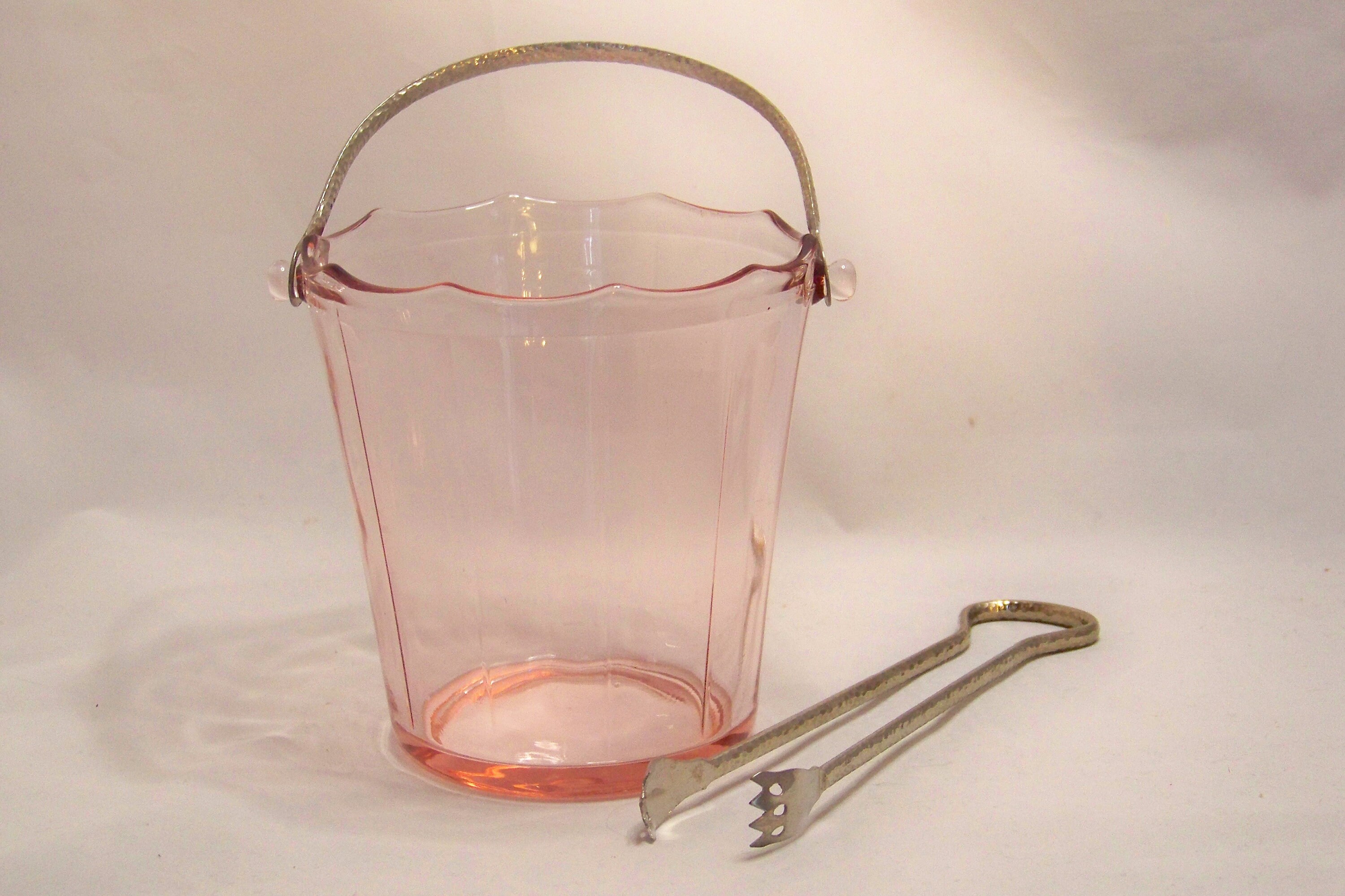 Decagon Pink, Depression Glass, CAMBRIDGE Glass Company Ice Bucket With ...